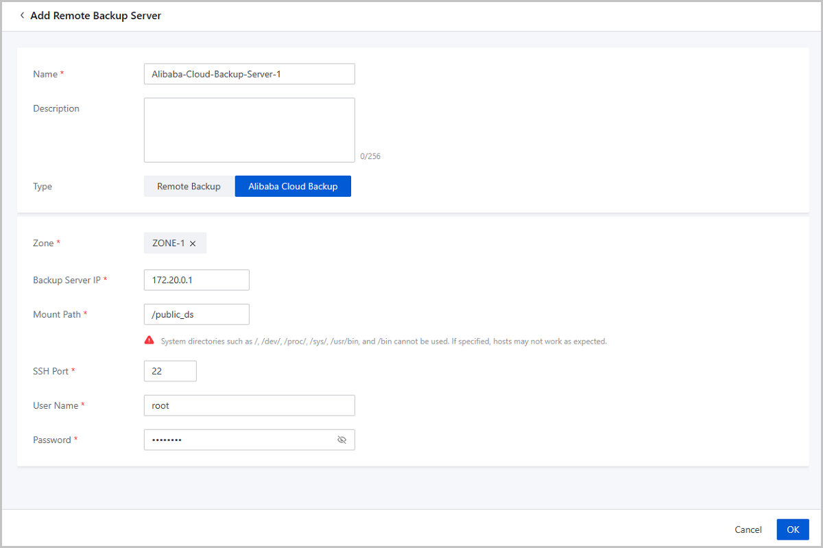 Remote Backup Server - Backup Service Tutorial - ZStack Cloud Advanced Features - ZStack Cloud ...